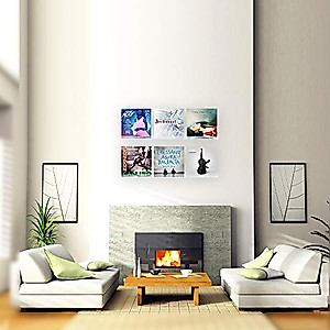 Clear Vinyl Record Shelf Wall Mount for 7 inch CD DVD Single EP LPs Acrylic Album Records Display Floating Rack Holder for Wall Sheving Juice Bottle Sample Lipstick Collection Hanger 8 Packs Invisible