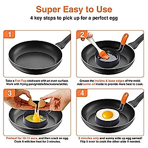 Highly Rated Egg Rings 3.5 Inches 4 PCS Frying Egg Molds Round Egg Circles, Anti-scald Nonstick Leakproof Egg Mould with Oil Brush Circular Egg Shaper