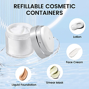 BOZILY Airless Pump Jar, Pump Jars for Lotions and Creams Refillable Cream Jar Vacuum Bottle Airless Cosmetic Pump Container (15+30+50+100ml)