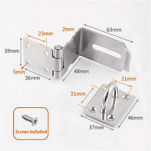 HOWDIA 4 Inch Door Hasp Latch 90 Degree, Stainless Steel Safety Right Angle Padlock Hasp Locking Latch Security Door Clasp Hasp Lock Latch for Push/Sliding/Barn Door, 2mm Thick, Brushed Silver