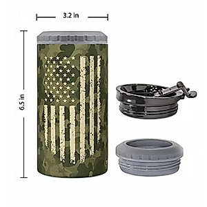 Macorner Can Cooler American Flag - Stainless Steel Insulated Slim Can Cooler for 12 oz & 16 oz Regular or Slim Cans & Bottles - Funny Birthday Christmas Gifts for Him Dad Grandpa Drinking Lovers