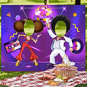 70s Disco Party Banner Pretend Play Party Game Backdrop Retro Disco Ball Theme Decor Decorations for 70's Night Club Neon Dance Party 1970s Disco Fever Party 1st Birthday Party Supplies Background