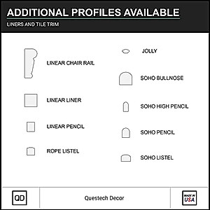 Questech Décor Tile Trim, 3/4 x 12 Inch Linear Flat Pencil Tile Edge Trim Cap, Decorative Shower Tile Liner, Kitchen Tile Border Backsplash Trim, Brushed Nickel Finish, 12 Pack