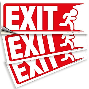 iSYFIX Exit Signs Stickers – 3 Pack 10x4 Inch – Premium Self-Adhesive Vinyl, Laminated for Ultimate UV, Weather, Scratch, Water and Fade Resistance, for Office, Buildings, Workplace, Indoor & Outdoor