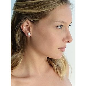 Mariell Ivory Freshwater Pearl Stud Clip On Earring for Women, 9mm, Non-Pierced Earring Birthday Gift