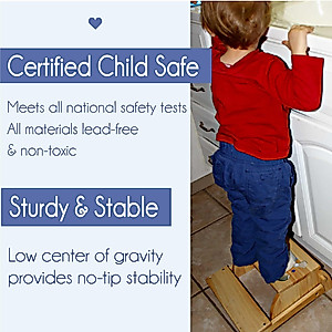 My Bambino Personalized Mountain Bear Natural Wooden Step Stool Seat