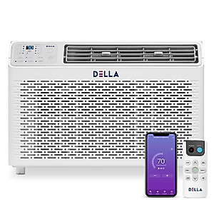 DELLA 12000 BTU 115V/60Hz Energy Saving Window Air Conditioner, Whisper Quiet AC Unit with Smart Controls, Remote, Dehumidifier, Fan, Cools Up to 450 Square Feet