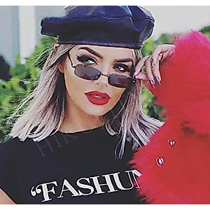 FEISEDY Vintage Small Rectangle Sunglasses Women Men Retro Trendy Square Metal Frame Narrow Sun Glasses B2295