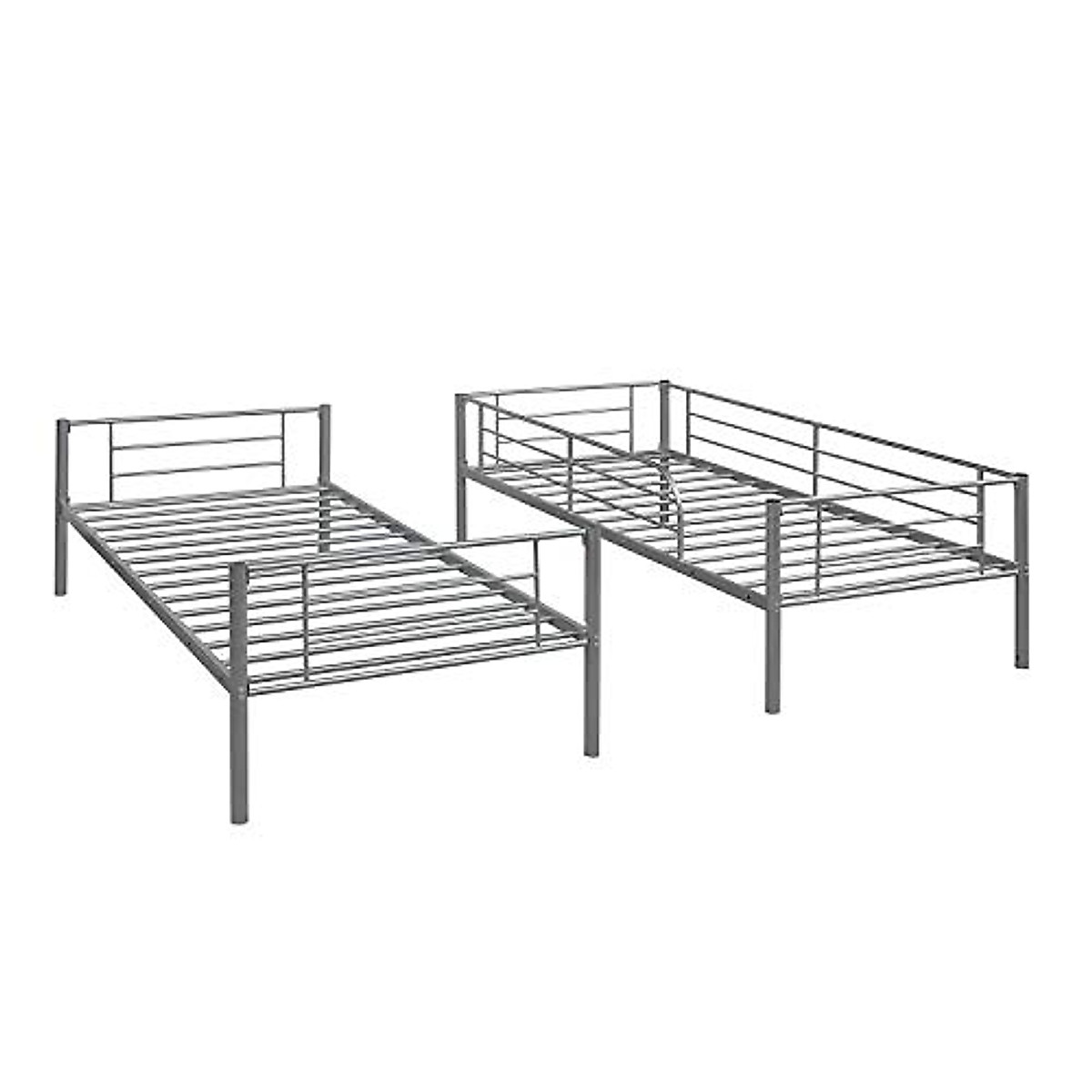 Metal Bunk Bed,Twin Over Twin Heavy Duty Bed Frame with Guardrails and Ladder for Boys, Girls,Teens and Adults,Convertible to 2 Separated beds(Silver)