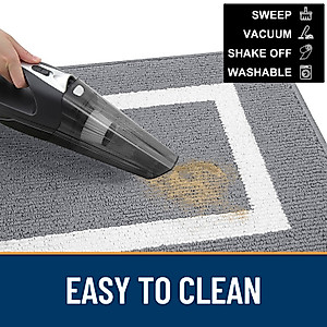 OLANLY Indoor Door Mat, 20x32, Non-Slip Absorbent Resist Dirt Entrance Rug, Machine Washable Low-Profile Inside Entry Door Rugs for Entryway, Grey