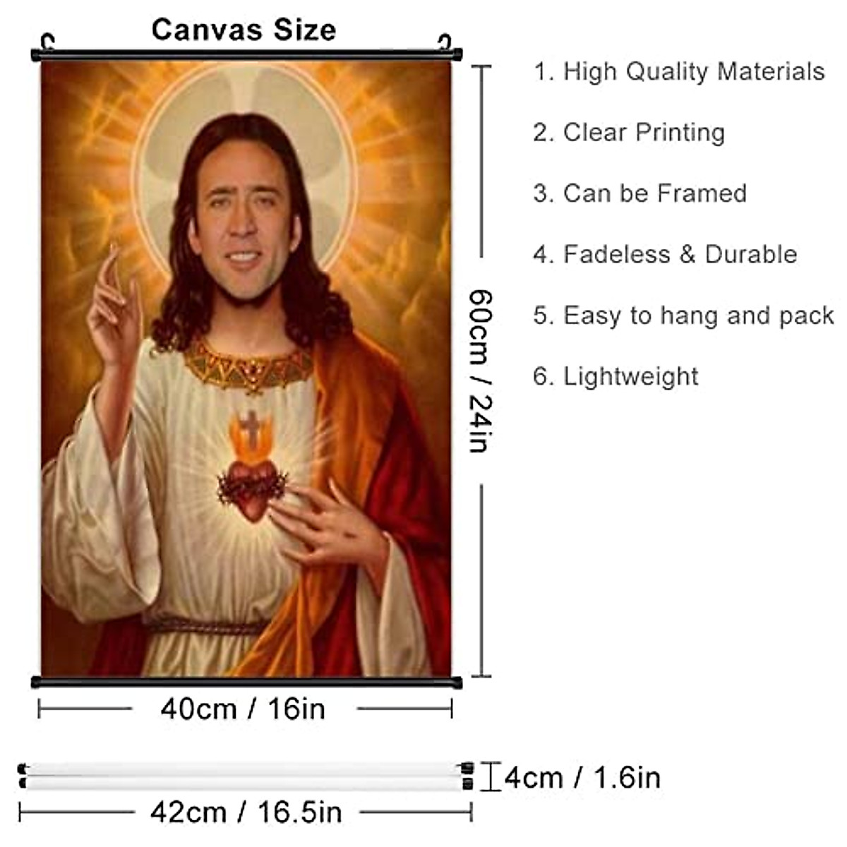 Jesus Poster Hd Canvas Hanging Paintings Nicolas Decorative Wall Scroll Poster for Home Office Bedroom Decoration 16x24 in