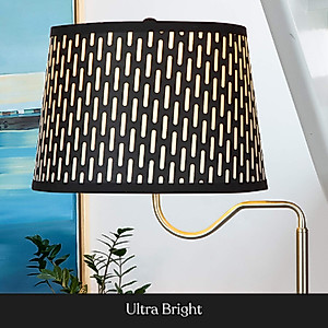 Brightech Madison w. Table & Lamp Combo, Desk Lamp with Wireless Charging Pad and USB Port, Bedside Reading Lamp, Nightstand Lamp with LED Bulb for Bedroom, Living Room, Office - Classic Black