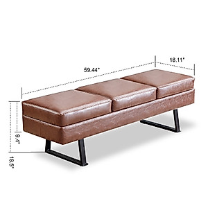 TTGIEET Waiting Room Chairs Office Guest Reception Bench, Faux Leather Lobby Chairs Salon Furniture Conference Room Chairs for Beauty Barber Barbershop (Brown)