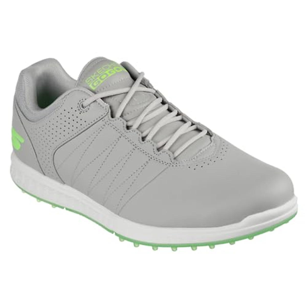 Skechers Men's Pivot Spikeless Golf Shoe, Gray/Lime, 10.5