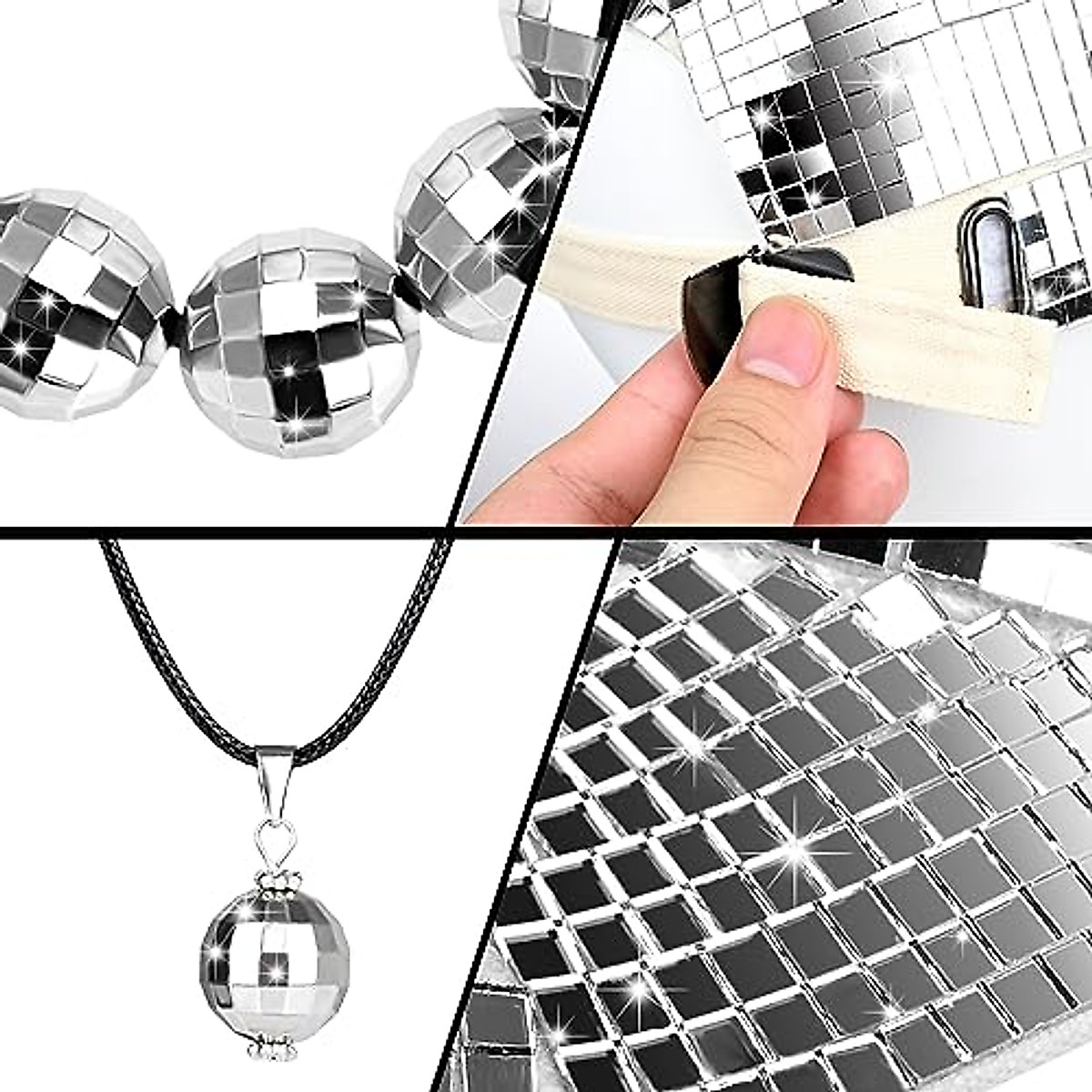 Disco Baseball Cap Silver Sequin Party Hats with Disco Ball Necklace and Sparkly Mirror Disco Bracelet Women Light Up Hat Bling Glitter Dance Cap for Girls Party Costume Accessories Cosplay Dress Up