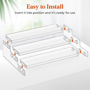 Lifewit Plastic 2 Pack 3-Tier Spice Rack, Clear Spice Organization for Cabinet, Counter, Organizer Shelf for Condiment, Seasoning, Syrup, Liquor, Medicine and Perfume for Kitchen, Pantry, Bar, Bath