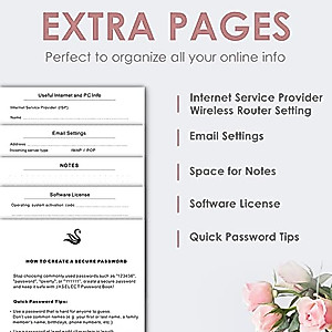 Elegant Password Book with Alphabetical Tabs - Hardcover Password Book for Internet Website Address Login - 5.2" x 7.6" Password Keeper and Organizer w/Notes Section & Back Pocket (Rose Gold)