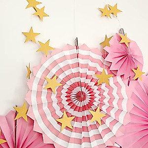 Pink Birthday Party Decorations Kit Pink Paper Fan flower Star Garland Happy Birthday Banner Pink White Golden Tassels Party Decor For Girls and Women
