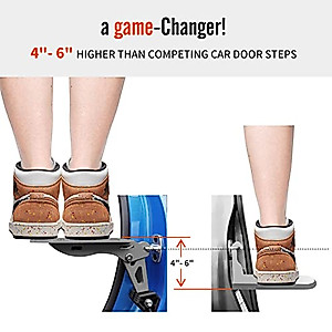 Foldable Car Door Step Plus, Level Adjustment System, All Metal, Side Step (Black)