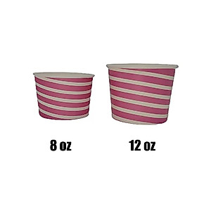 TYPTOP Premium Paper Ice Cream Cups, 50-Pack 12 oz Disposable Dessert cups for Hot and Cold, 12-ounce pink stripe