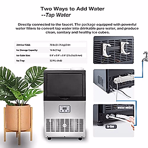 DESENNIE 110V Ice Maker Machine 70LBS/24H | Make a Appointment | Auto Clean | Blue Light | Adjustable Ice Cube | Freestanding Undercounter Countertop for Home Bar Office