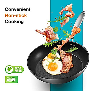 Nonstick Frying Pan - Kitchen Cookware Set 10” Hard Anodized Skillet, Lid and Silicone Spatula - Egg Pan - Non Stick Frying Pans for Cooking - Gas, Electric, Oven or Induction Cookware Kitchen