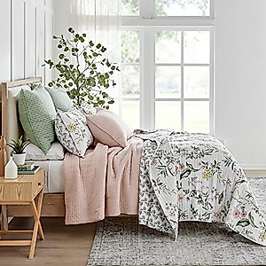 Levtex Home - Viviana Quilt Set - King Quilt + Two King Pillow Shams - Botanical Floral - Coral, Green, Yellow, Cream - Quilt (106x92in.) and Pillow Shams (36x20in.) - Reversible - Cotton