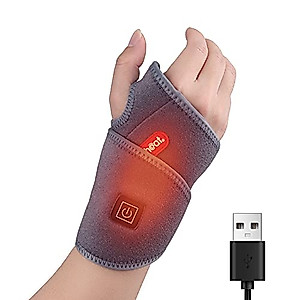 Comfheat Wrist Heating Pad Wrap for Pain Relief, Heated Wrist Brace Heat Therapy for Carpal Tunnel Relief, Sprains, Swelling, De Quervain's Tenosynovitis, Tendonitis Hand Pain - Left Right Hand Grey