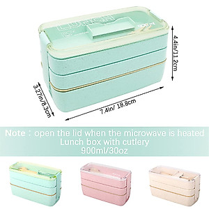 SITAKE Bento Box and Lunch Box for Kids with Lunch Bag, Spoon and Fork, 3 Layer 900ml/32oz Bento Box Adult Lunch Box, Cute and Exquisite Japanese Snack Box for Adults (Beige)