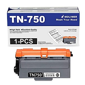 MOLIMER TN-750 TN750 High Yield Toner Cartridge TN750 Compatible Replacement for HL-5440D 5450DN 5470DW/DWT DCP-8110DN 8150DN 8155DN MFC-8710DW 8810DW 8910DW Printer (1 Pack, Black)