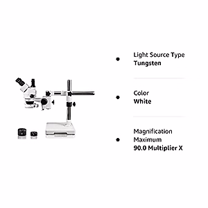 Vision Scientific VS-3FZ-IFR07 Simul-Focal Trinocular Zoom Stereo Microscope | 10x WF Eyepiece, 0.7X—4.5X Zoom, 3.5X—90x Magnification, 0.5X & 2X Aux Lens