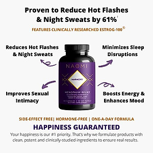 NAOMI Harmony - Menopause Relief, Balance Hormones, Natural Support for Hot Flashes - Menopause Supplements for Women - 30 Veggie Menopause Support Capsules