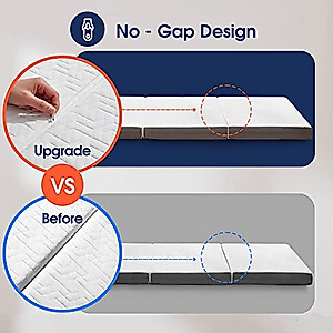 BedLuxury 4 Inch Tri Folding Mattress Queen Size with Storage Bag, Foldable Memory Foam Topper Portable Floor Guest Bed with Removable Bamboo Cover, Breathable Washable