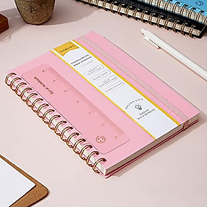 Spiral Notebook College Ruled A5 Spiral Bound Journal 160 Pages Thick Paper Plastic Hardcover Spiral Notebook 5x7 Wire Bound Notebooks for Note Taking School Office Supplies,Pink