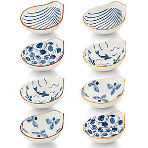 Evannt Dipping Sauce Bowls Ceramic Soy Sauce Dish Set of 8 Condiments Seasoning Dishes Side Dishes