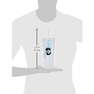 Spoontiques - Diamond Tumbler - Textured Cup with Straw - Double Wall Insulated and BPA Free - 20 oz - Elvis