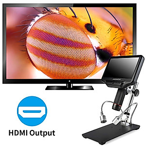 Andonstar AD407 3D HDMI Soldering Digital Microscope with 4MP UHD and 7 inch Adjustable LCD Screen USB Video Microscopes for Phone Repairing SMT SMD DIY