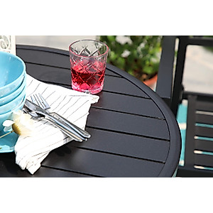 MFSTUDIO 3-Piece Patio Bistro Sets Outdoor Matel Furniture Set with 1 x Table and 2 x Chair for Garden Backyard,Black