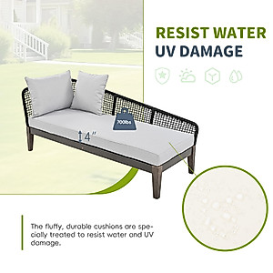 Merax L-Shaped Patio Sofa with Removable Cushions, All-Weather Outdoor Conversation Set with Throw Pillows for Garden, Lawn, Poolside, Grey