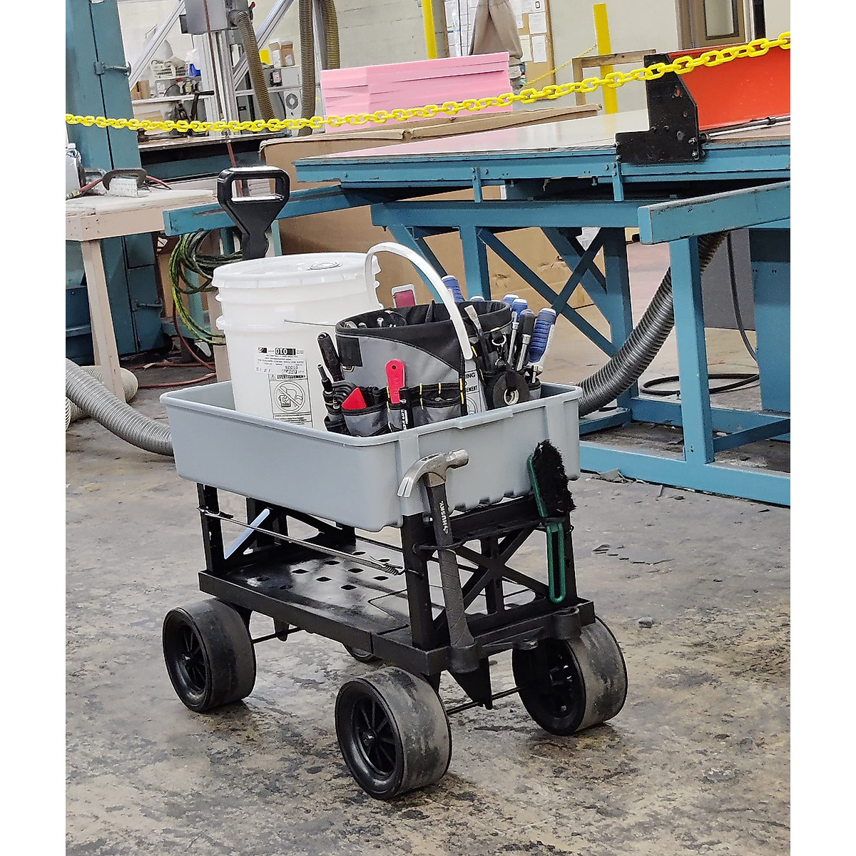 Mighty Max Cart | Collapsible Outdoor Utility Wagon - Heavy-Duty Moving Dolly 250 lb Capacity - Silver 2.5 cu.ft Poly Tub | Made in The USA