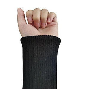 Finished Knitted Ribbed Cuffs,Replacement Jacket Stripes Rib Knit Trims Cuffs 1Pair for Sewing DIY (Black)