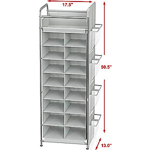 Simple Houseware Shoe Stand Tower Rack w/side hanging bag 20-Pair, Grey