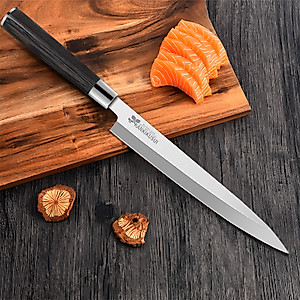 KANKIKUSUI Sashimi Knife, 9.3" Sushi Knife Set with Sharpener/Gift Box, HC70cr17mov Yanagiba Knife