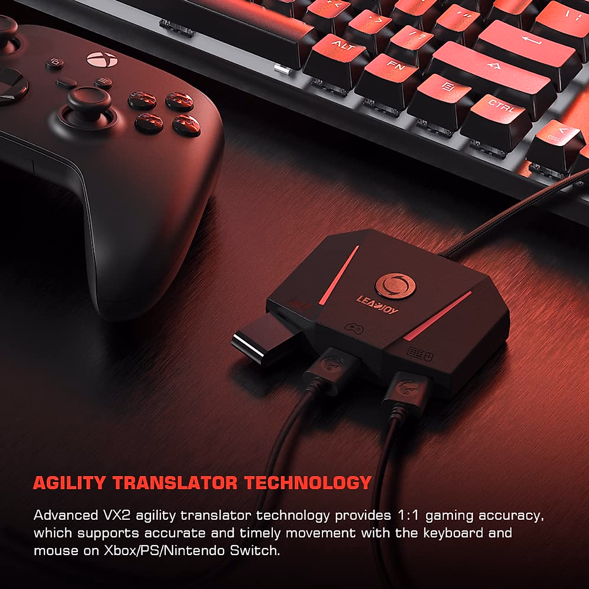 leadjoy VX2 Aimbox Keyboard Mouse Converter/Adapter with 3.5mm Audio Port Compatible with Nintendo Switch/PS4/Xbox One/Xbox One X/Xbox One S