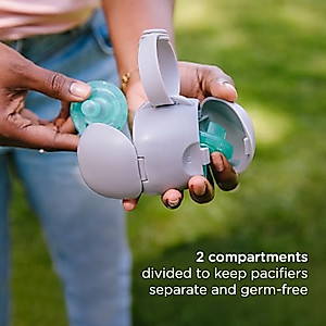 Ubbi On The Go Dual Pacifier Holder, Keeps Baby’s Binkies Clean and Accessible, Includes Silicone Strap, Gray