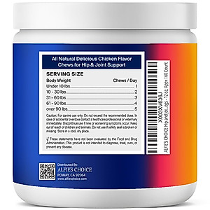 ALFIE'S CHOICE Hip and Joint Chews for Dogs - Advanced Hemp & Glucosamine for Dogs, Hip Joint Supplement for Dogs, Chicken Flavor Dog Joint Supplement Large Breed & Small Breed - 12 oz, Appx 160 Ct