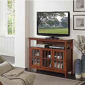 Convenience Concepts Big Sur Deluxe TV Stand with Storage Cabinets and Shelf for TVs up to 55 Inches, Dark Walnut
