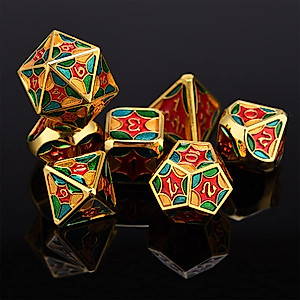 SUWEILE SZSZ Nebula Metal Polyhedral Dice Set D4 D6 D8 D10 D% D12 D20 for Table Games RPG DND 0212 (Color : White Rainbow8)