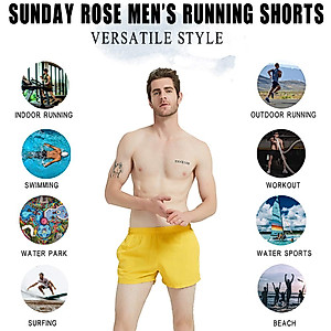 SUNDAY ROSE Men's Running Shorts 3 Inch Quick Dry Gym Athletic Workout Shorts with Pockets,Mesh Liner-Black,Large