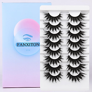 False Eyelashes Fluffy Mink Lashes 20MM Long False Lashes 9D Cat-eye Volume Faux Mink Lashes Pack 8 Pairs by FANXITON